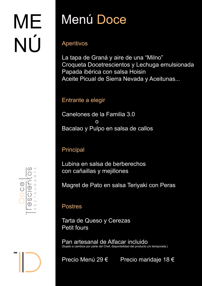 Menú Doce – Doce Trescientos